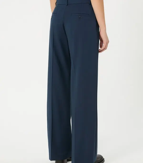 Max Mara Virgin Wool Straight-leg Trousers - Navy