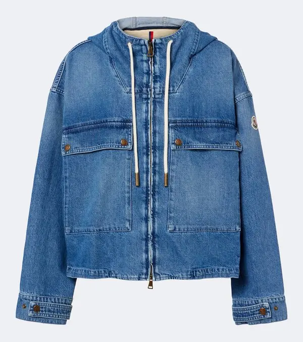 Moncler Ecrevisse Layered Denim Down Jacket - Blue