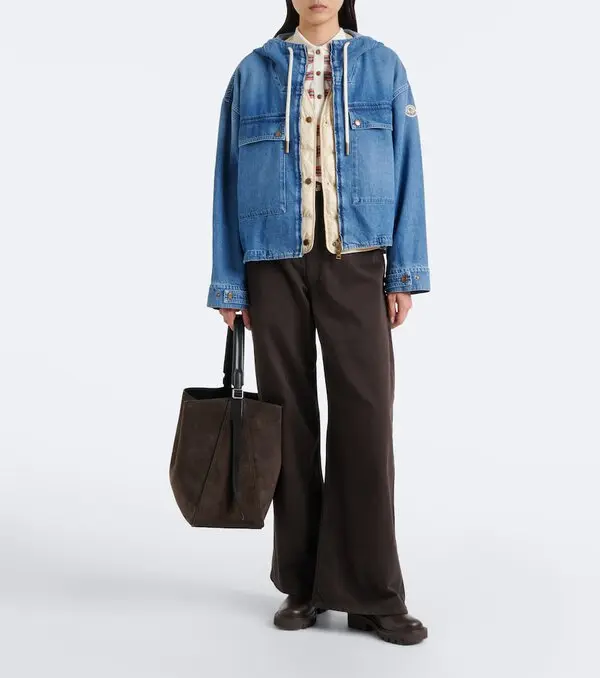 Moncler Ecrevisse Layered Denim Down Jacket
