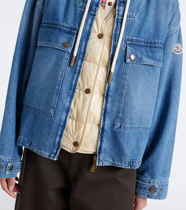 Moncler Ecrevisse Layered Denim Down Jacket
