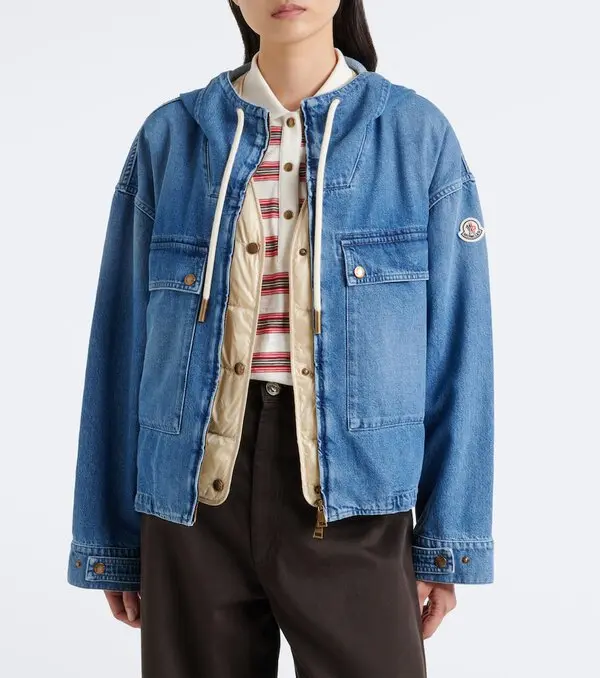 Moncler Ecrevisse Layered Denim Down Jacket
