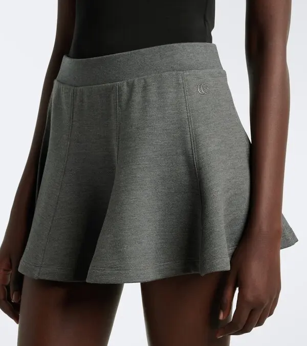 Gucci Double G Embroidered Cotton And Silk Mini Skirt
