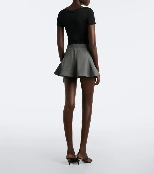 Gucci Double G Embroidered Cotton And Silk Mini Skirt