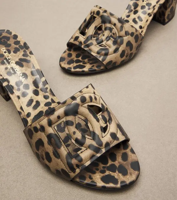 Dolce & Gabbana Dg Leopard-print Leather Mules