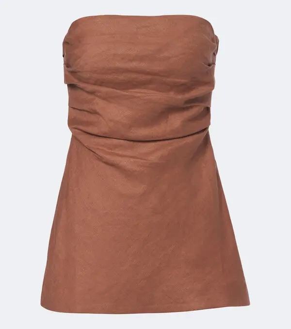 Faithfull The Brand Salina Linen Top - Brown