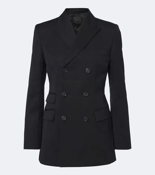 NILI LOTAN Noah Double-breasted Virgin Wool Blazer - Black
