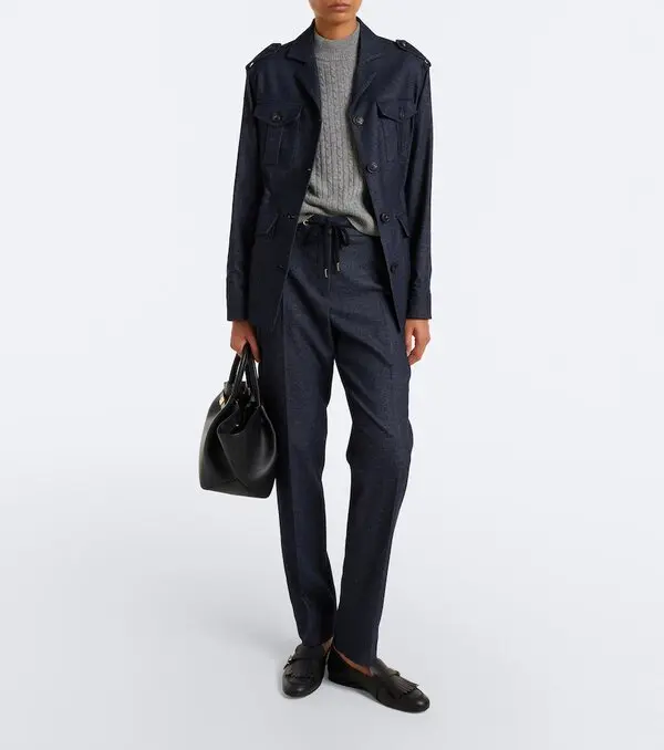 Eleventy Wool-blend Tapered Pants