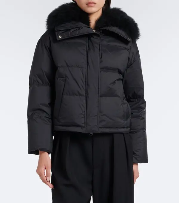 YVES SALOMON Doudoune Shearling-trimmed Down Jacket