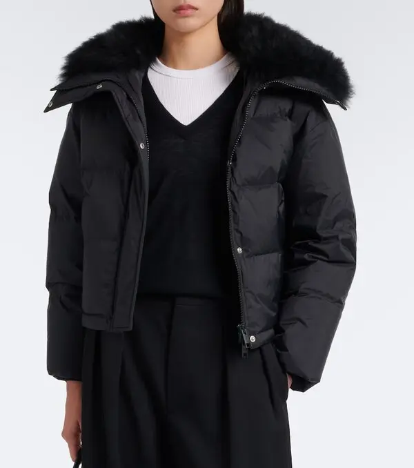 YVES SALOMON Doudoune Shearling-trimmed Down Jacket