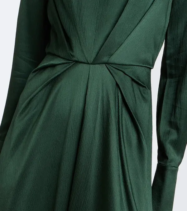 Erdem Floral-applique Satin Seersucker Midi Dress