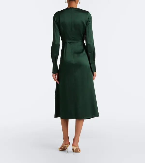 Erdem Floral-applique Satin Seersucker Midi Dress