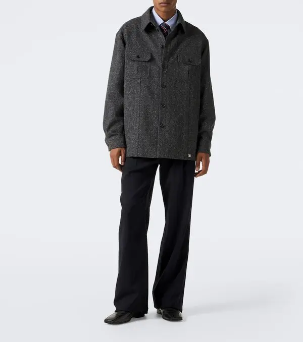 Valentino Garavani Vlogo Wool And Silk-blend Overshirt