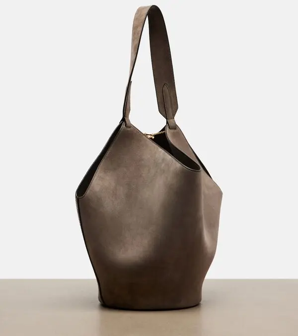 Khaite Lotus Small Snake-effect Leather Tote Bag - Grey