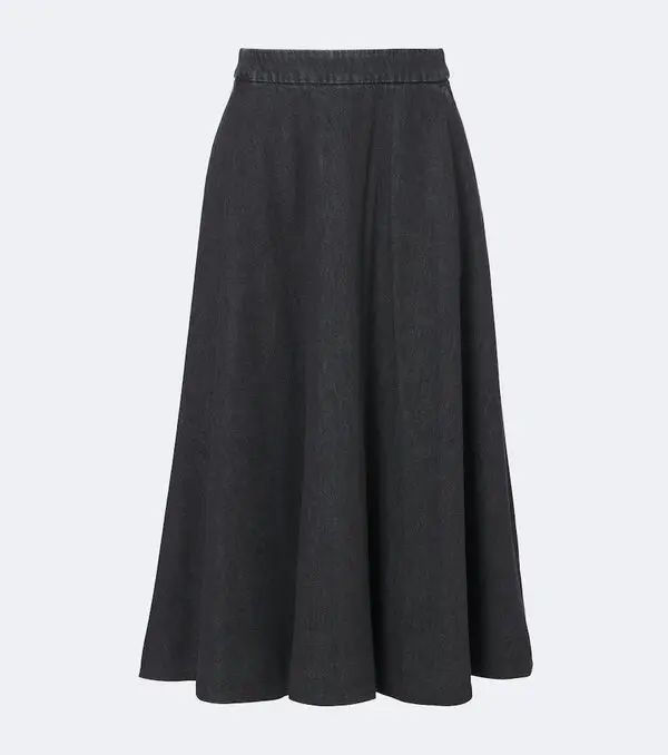Max Mara Denim Midi Skirt - Black