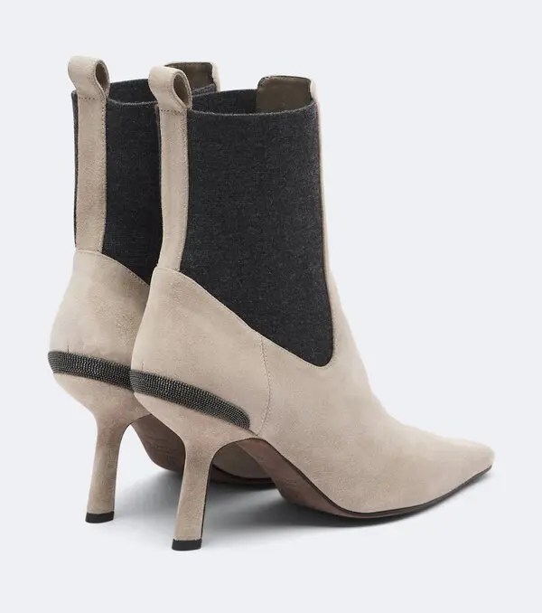 Brunello Cucinelli Monili Suede Ankle Boots