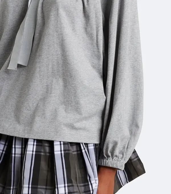 PATOU Bow-detail Gathered Cotton Jersey Top - Grey