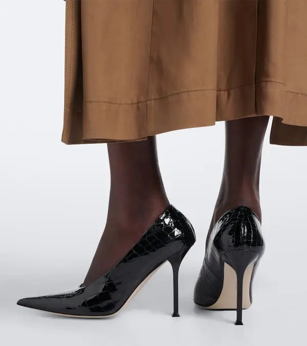 CHRISTEN Helix Snake-effect Leather Pumps