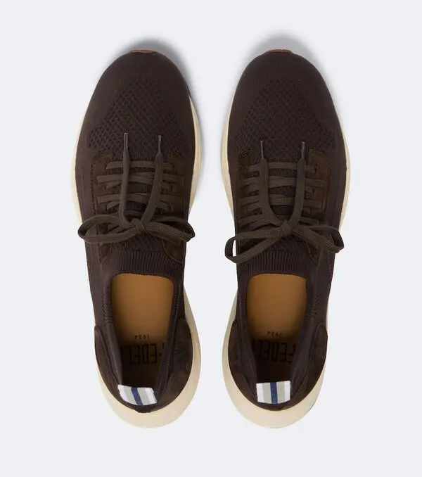 Fedeli Knitted Suede-trimmed Sneakers
