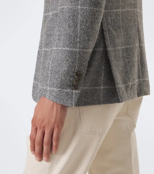 LARDINI Checked Alpaca And Wool-blend Blazer