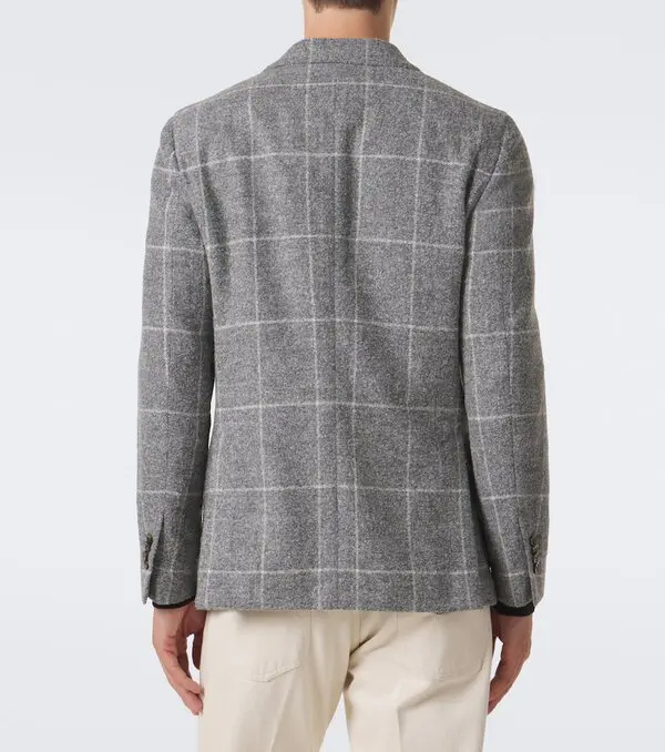 LARDINI Checked Alpaca And Wool-blend Blazer