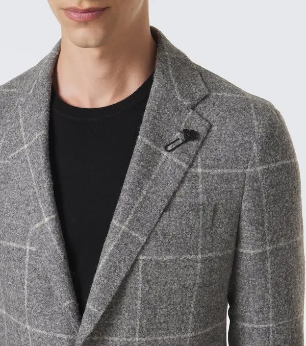 LARDINI Checked Alpaca And Wool-blend Blazer