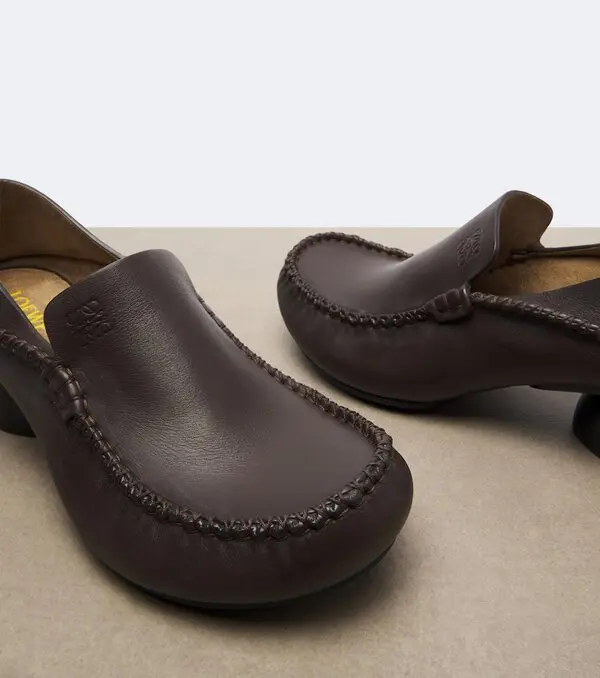 Loewe Oval Leather Loafer Pumps