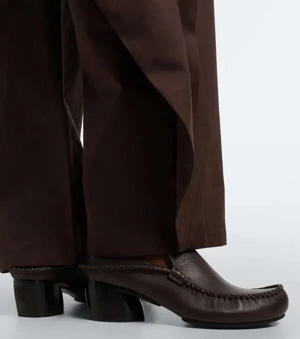 Loewe Oval Leather Loafer Pumps