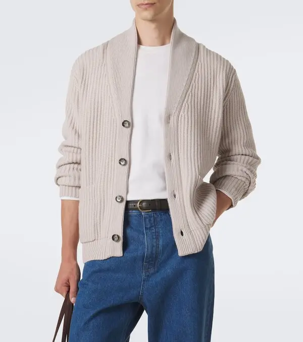 ALLUDE Ribbed-knit Wool And Cashmere Cardigan