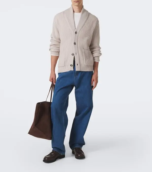 ALLUDE Ribbed-knit Wool And Cashmere Cardigan