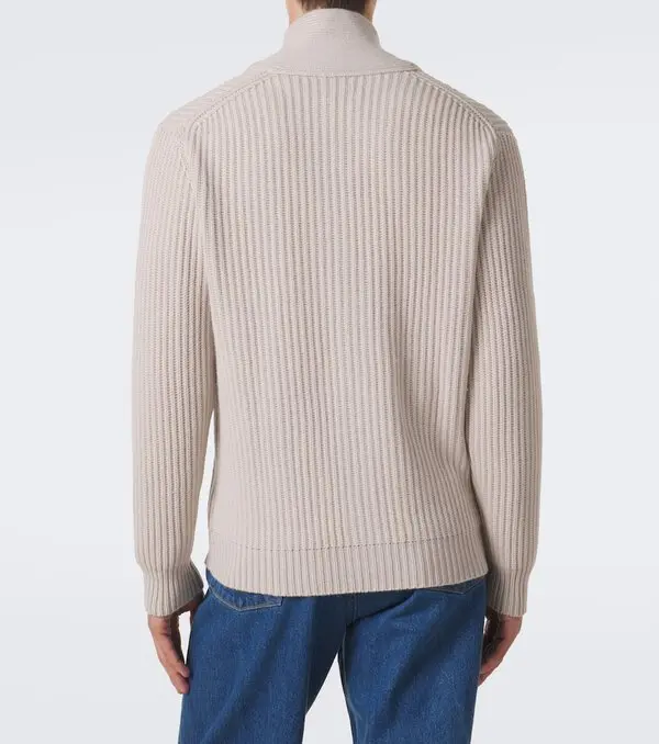 ALLUDE Ribbed-knit Wool And Cashmere Cardigan
