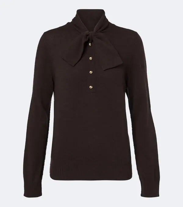 Jardin Des Orangers Tie-neck Wool And Cashmere Sweater - Brown