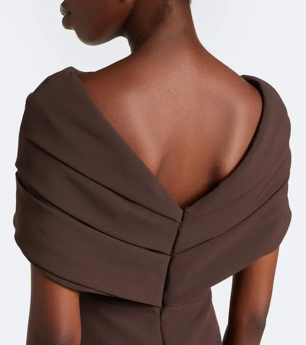 Safiyaa Loura Draped Peplum Gown - Brown