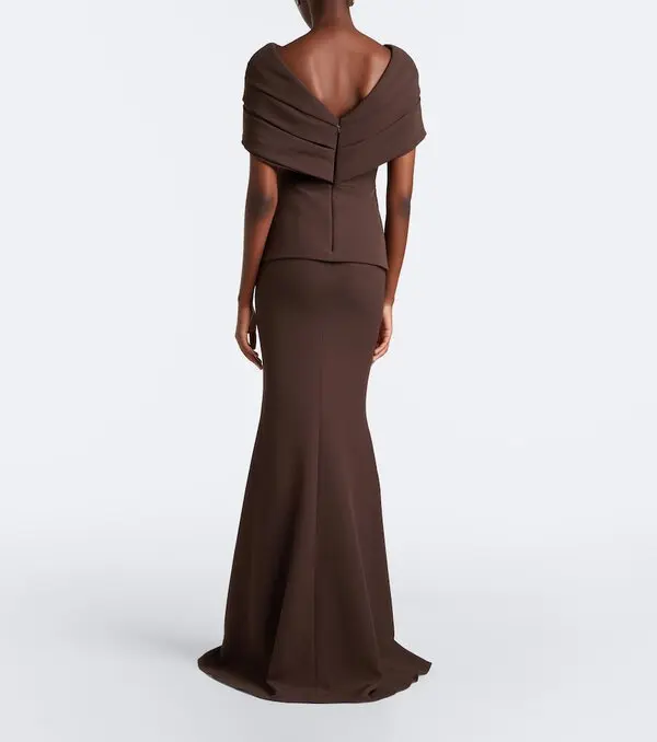 Safiyaa Loura Draped Peplum Gown - Brown