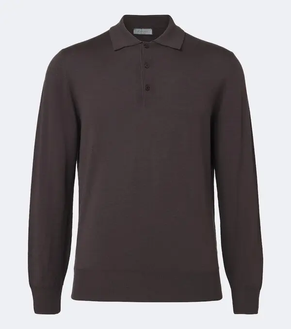 Canali Virgin Wool Polo Sweater - Brown