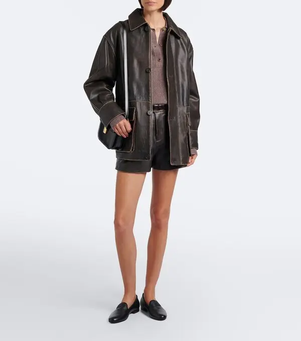 ARMA High-rise Leather Shorts