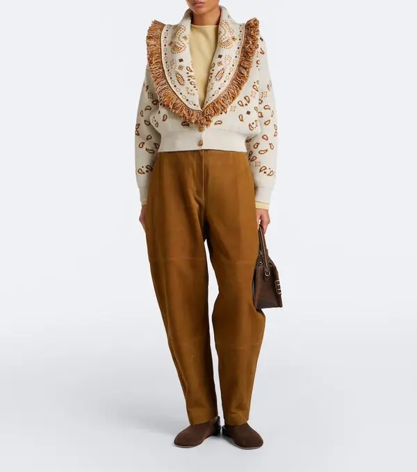 Alanui Bandana Wool & Cashmere Cardigan - Beige