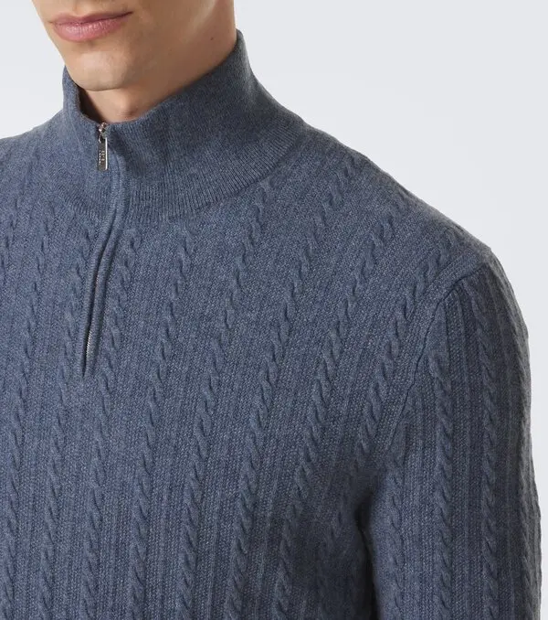 Fedeli Cable-knit Cashmere Half-zip Sweater