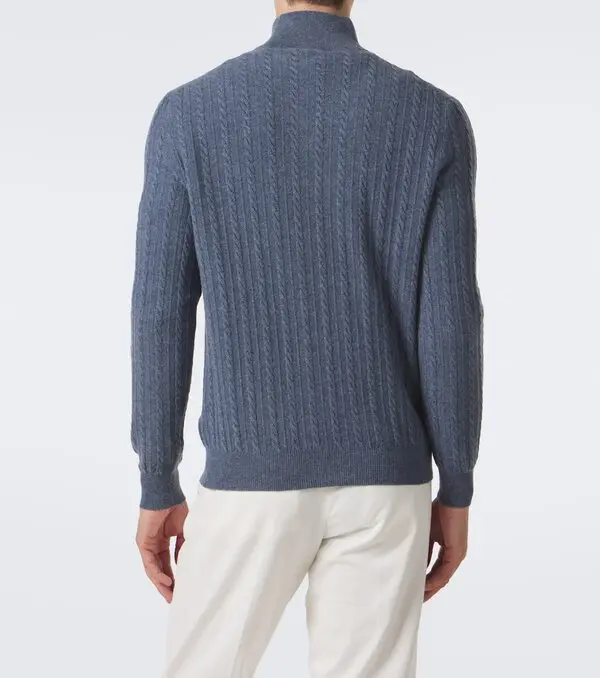Fedeli Cable-knit Cashmere Half-zip Sweater