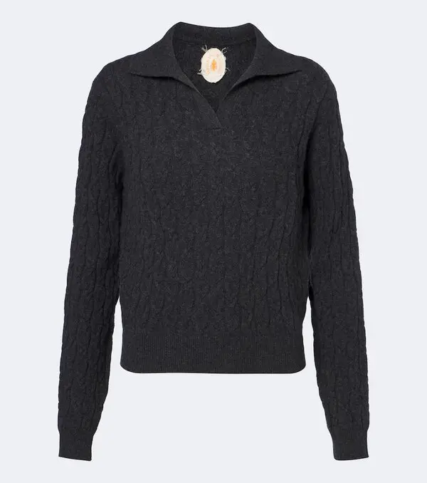 Jardin Des Orangers Cable-knit Cashmere Polo Sweater - Grey