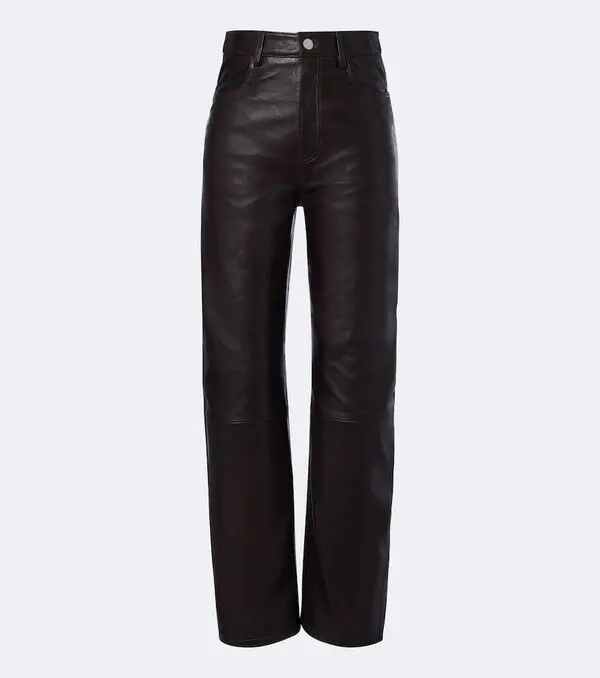 ARMA Leather Wide-leg Pants - Brown
