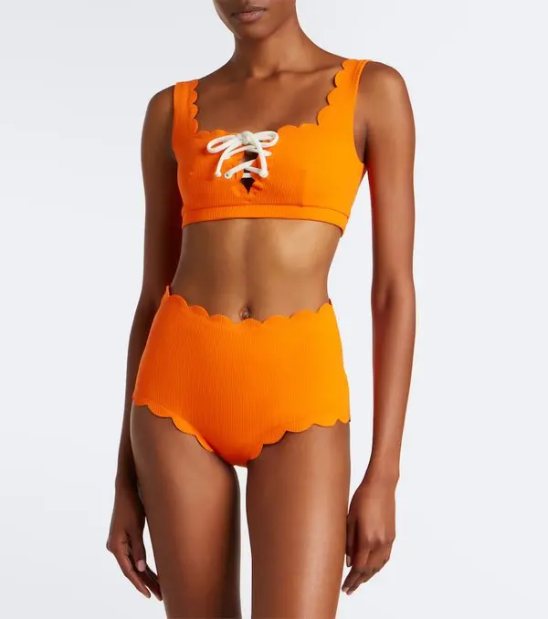 Marysia Santa Monica Scalloped Bikini Bottoms - Orange