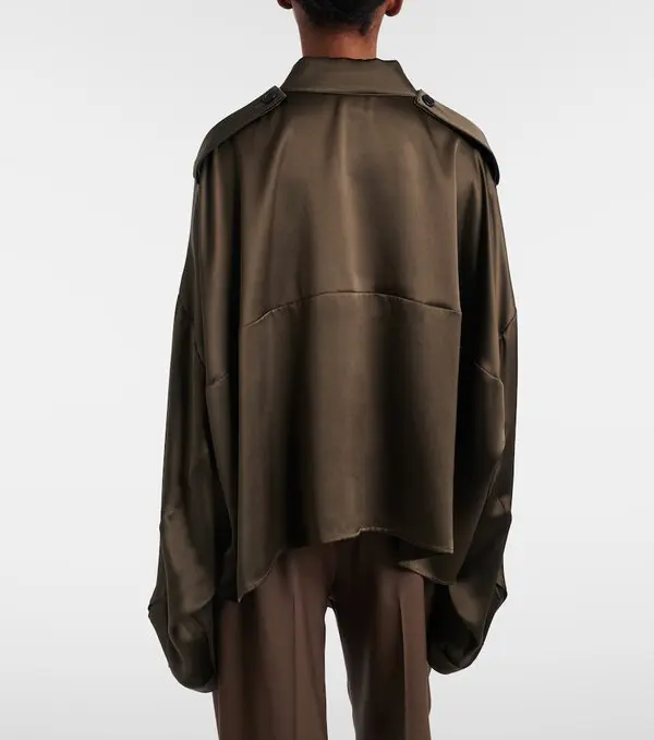 Khaite Bodine Asymmetrical Silk Satin Shirt - Green