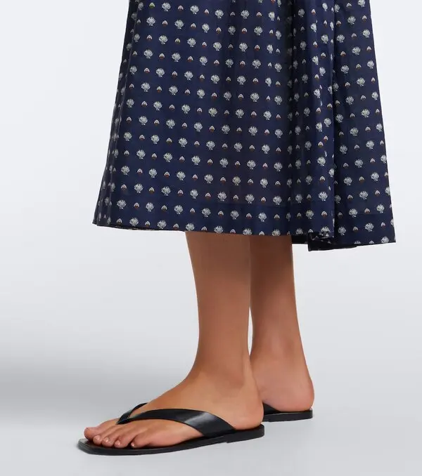 DÔEN Quinn Printed Cotton Poplin Midi Dress - Blue