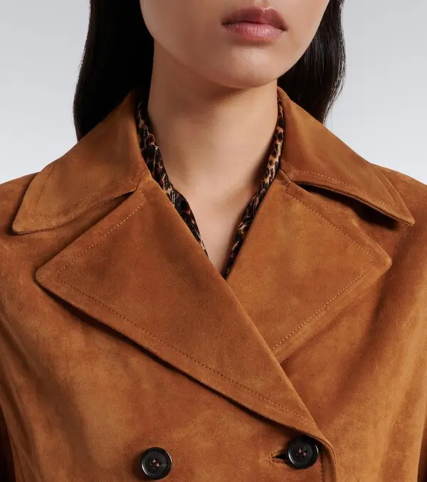 NILI LOTAN Remington Double-breasted Suede Coat