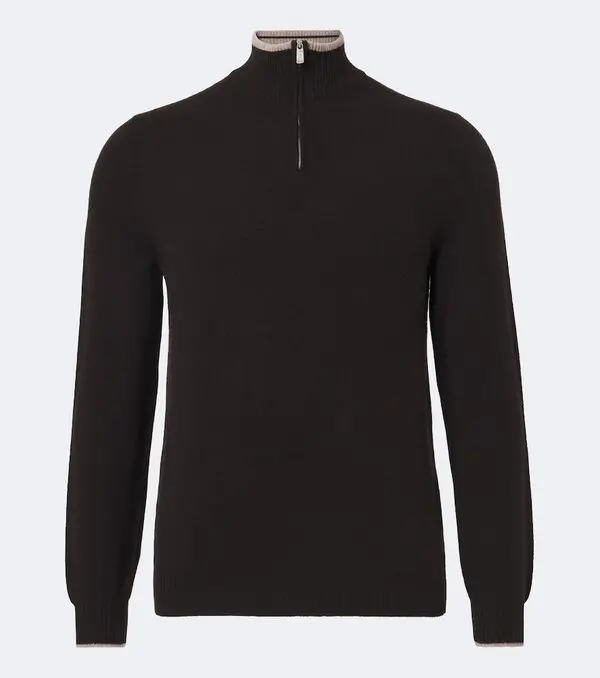 Fedeli Cashmere Half-zip Sweater - Brown