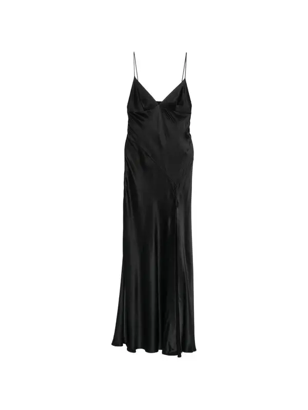 Alberta Ferretti Satin Long Dress - Black