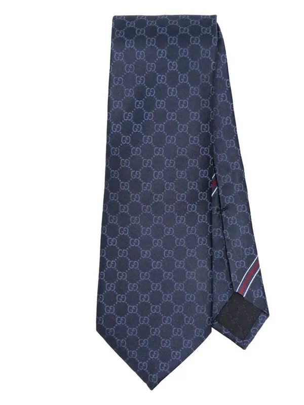 Gucci Double G Pattern Tie - Blue