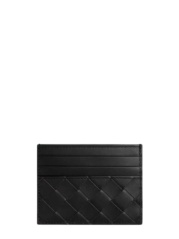 Bottega Veneta Woven Leather Card Holder - Black