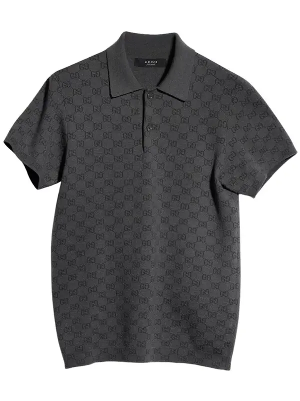 Gucci Wool And Silk Polo Shirt - Grey