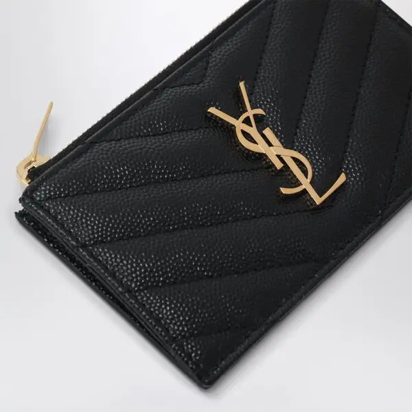 Saint Laurent Quilted Cassandre Card Holder - Black